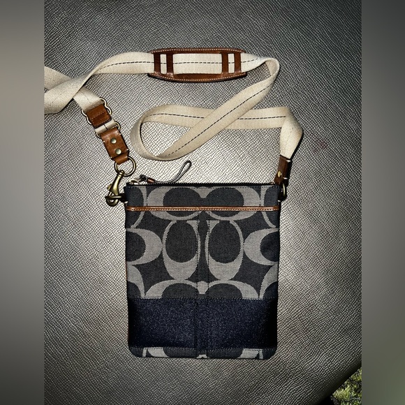 Bags | Coach Hampton Blue Denim Crossbody Womans Bag Euc | Poshmark